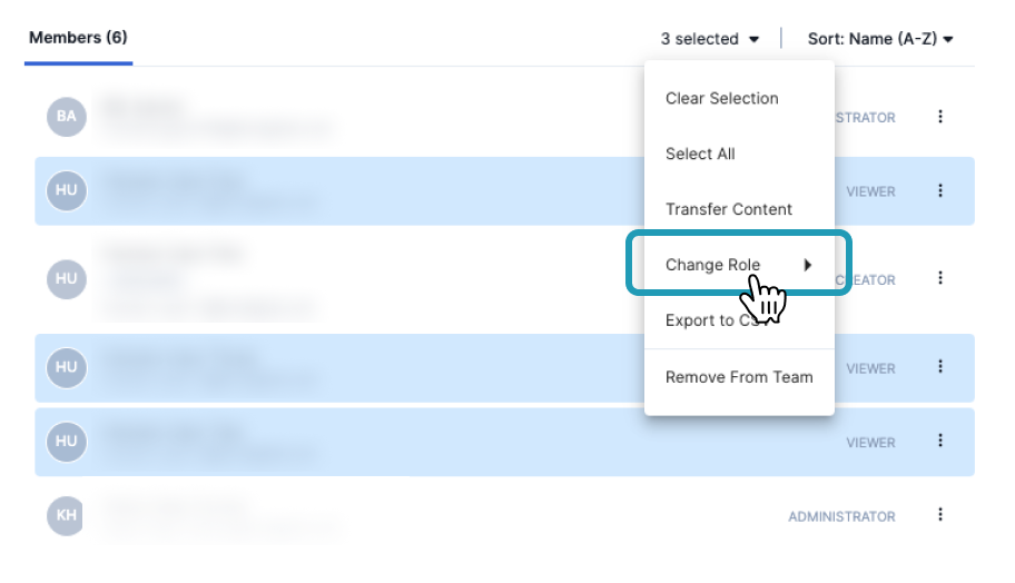 Change a team member's role – Human Support